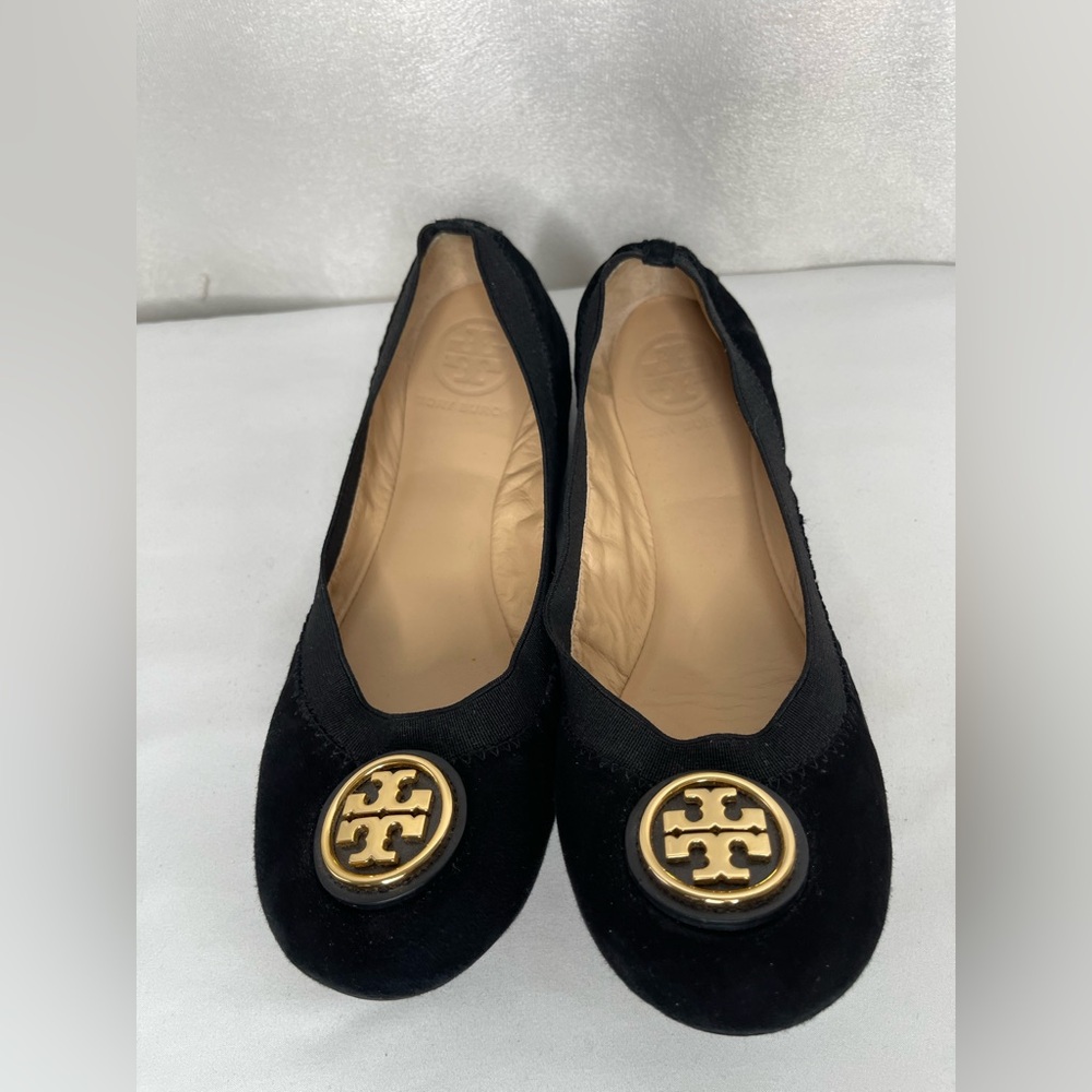 Tory Burch Caroline 2 Leather Elastic Flats Suede Bla… - Gem